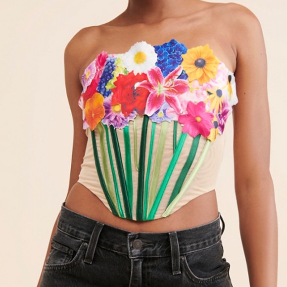 Tyler Mcgillivary | Tops | New Tyler Mcgillivary Bouquet Floral Corset ...